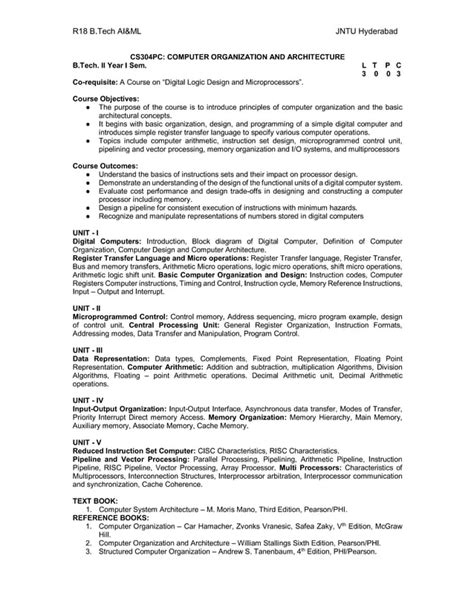 cs304pc computer organization and architecture unit v merged merged pdf