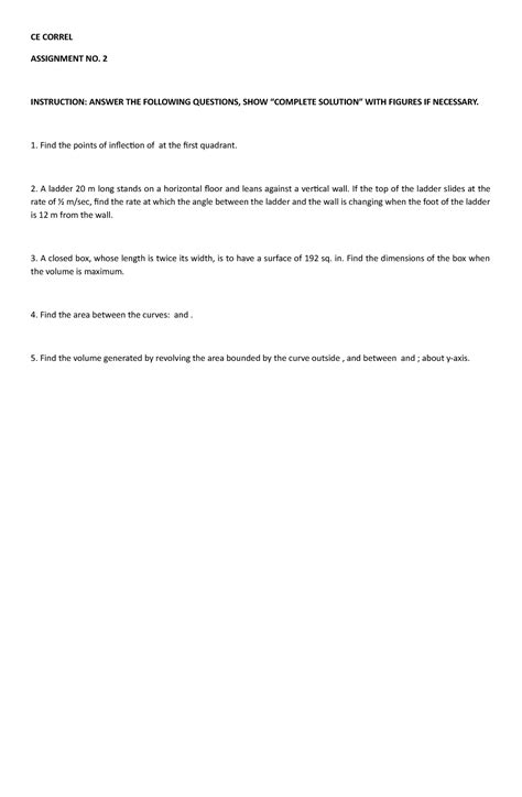 Assignment NO Correlation CE CORRELASSIGNMENT NO INSTRUCTION ANSWER THE FOLLOWING