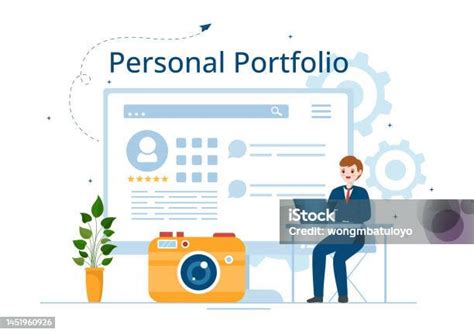 프로필 데이터 이력서 또는 자기 개선이 포함된 개인 포트폴리오는 평면 만화 손으로 그린 템플릿 일러스트레이션으로 고객과 고용주를