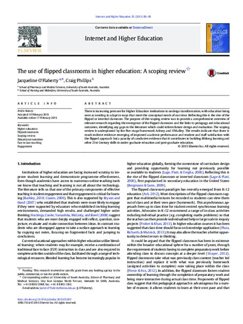 Pdf The Use Of Flipped Classrooms In Higher Education A Scoping Review