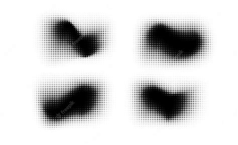 premium vector set of simple abstract wavy liquid shape halftones dot