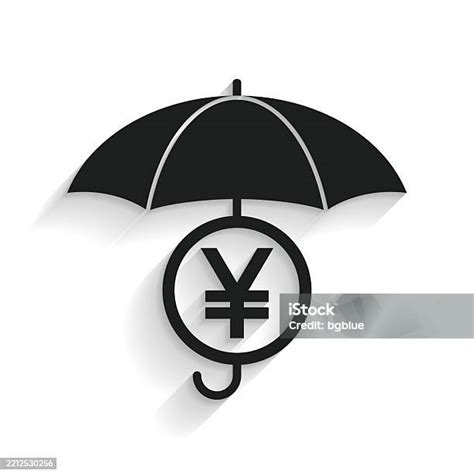 우산 아래의 엔 동전 흰색 배경에 긴 그림자가 있는 아이콘 0명에 대한 스톡 벡터 아트 및 기타 이미지 0명 3차원 형태 개념 Istock