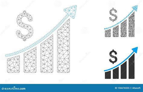 Sales Growth Bar Chart Vector Mesh 2d Model And Triangle Mosaic Icon Stock Vector Illustration