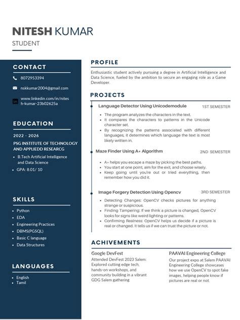 nitesh kumar resume pdf