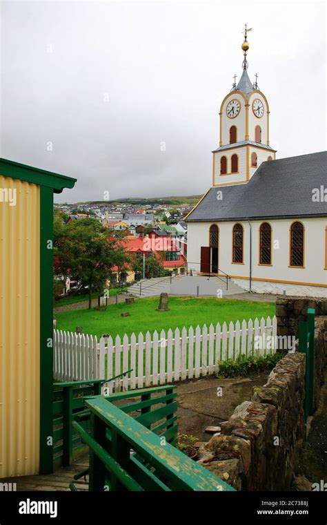 Exterior View Of The Historical Tórshavn Cathedral With Cemetery