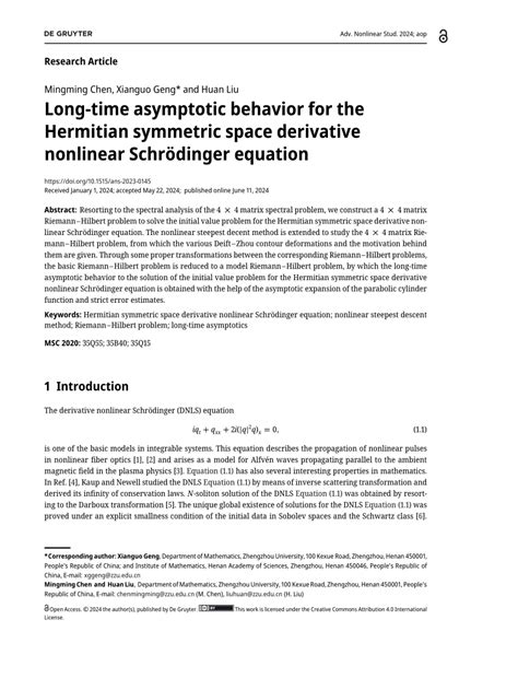 Pdf Long Time Asymptotic Behavior For The Hermitian Symmetric Space Derivative Nonlinear