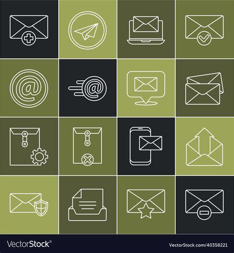 Set Line Delete Envelope Outgoing Mail Envelope Vector Image