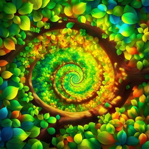 Vivid Abstract Green Autumn Leaves Premium Ai Generated Image