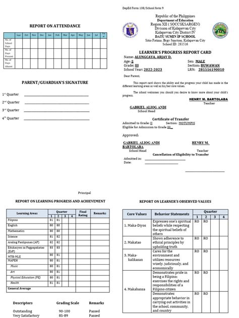 Card Grade 4 2023 Pdf