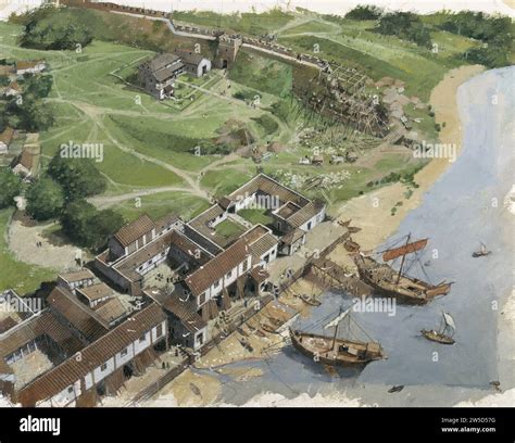 Artists Impression By Ivan Lapper Of The Tower Of London Site In Ad 200