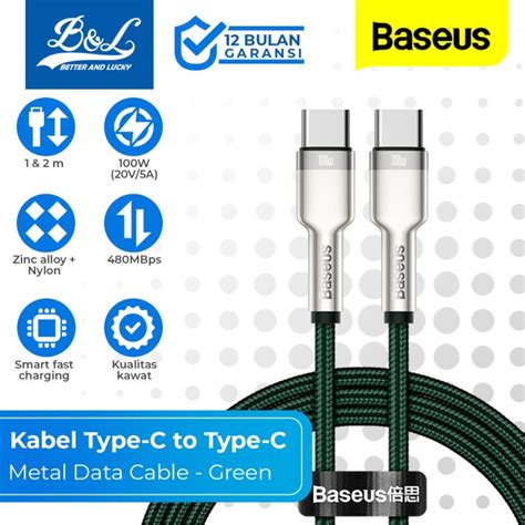 BASEUS Kabel Data Type C To Type C METAL DATA CABLE 100W Lazada Indonesia