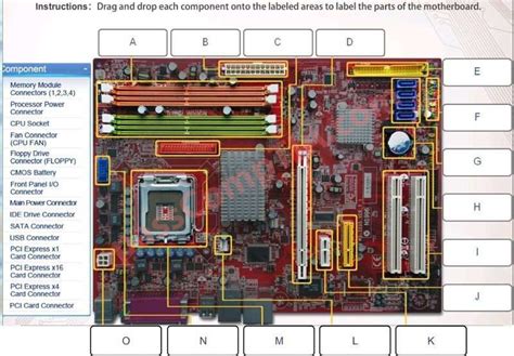 COMP TIA 1101 Simulation MOTHERBOARD ORGANIZATION Diagram Quizlet