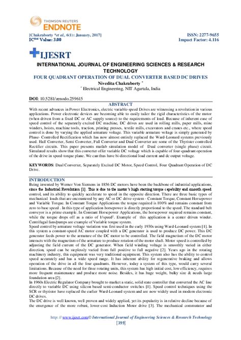 Pdf Four Quadrant Operation Of Dual Converter Based Dc Drives