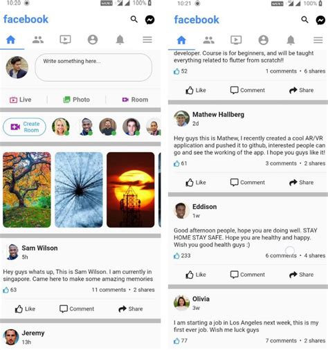 A Ui Clone Of The Facebook App That Created Using Flutter