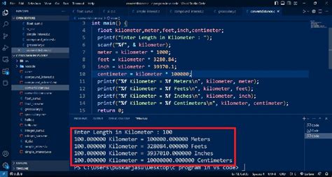 How To Convert Km To Meter Feet Inch Cm By C Program