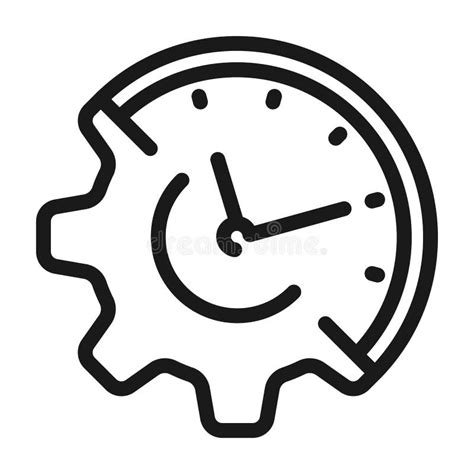 Time Management Line Gear With Time Icon Work Process Vector