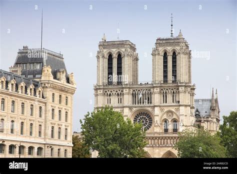 Notre Dame Cathedral In Paris France French Gothic Landmark Stock