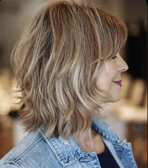 20 Easy Shoulder Length Hair With Bangs Over 50