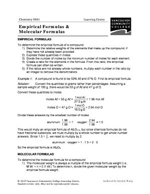 Fillable Online Empirical Formulas Fax Email Print PdfFiller