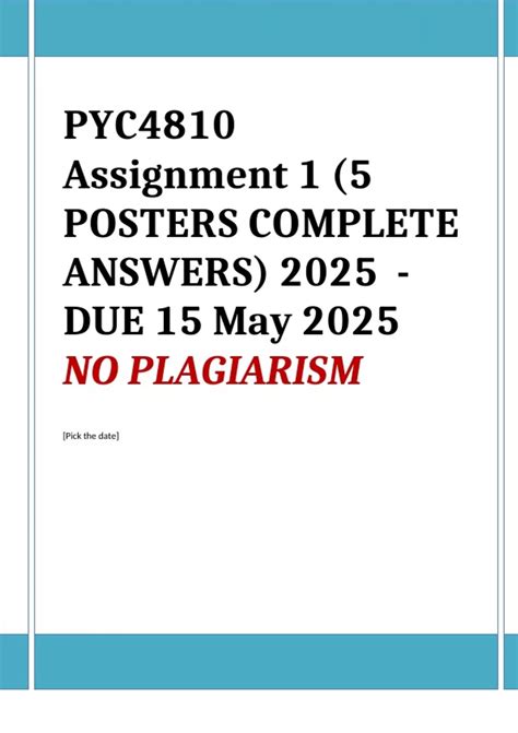 Pyc4810 Assignment 1 5 Posters Complete Answers 2025 Due 15 May 2025 100 Trusted Complete
