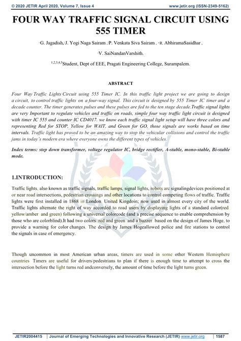 Four Way Traffic Signal Circuit Using Timer DocsLib