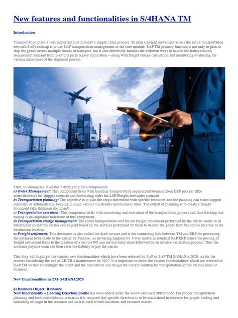 New Features And Functiona Tg Pdf Transport Cargo