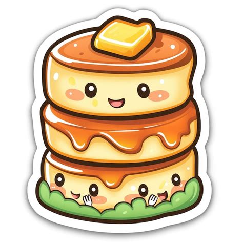 Cute Stack Of Pancakes With Smiling Faces Premium Ai Generated Image