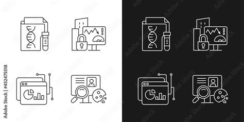 Sensitive Data Types Linear Icons Set For Dark And Light Mode Genetic