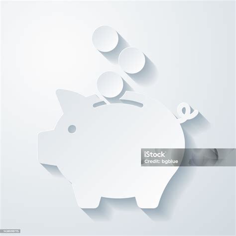 돼지 저금통과 동전 빈 배경에 종이 자르기 효과가 있는 아이콘 돼지 저금통에 대한 스톡 벡터 아트 및 기타 이미지 돼지 저금통 0명 3차원 형태 Istock