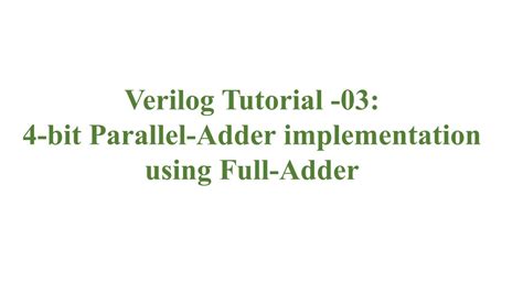 Parallel Adder Implementation Using Full Adder Verilog Bangla Tutorial 03 Youtube