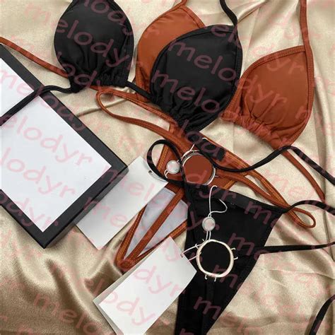 Womens Sexy Metal Trim Triangle Thong Bikini 2 Piece Summer
