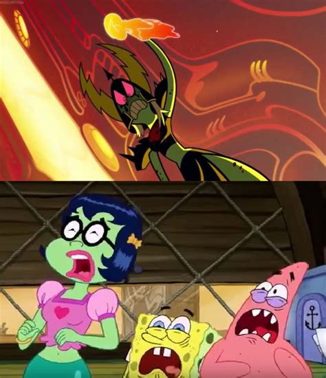 Spongebob Patrick And Mindy Scared Of Dominator By Ariavampirerose7 On Deviantart
