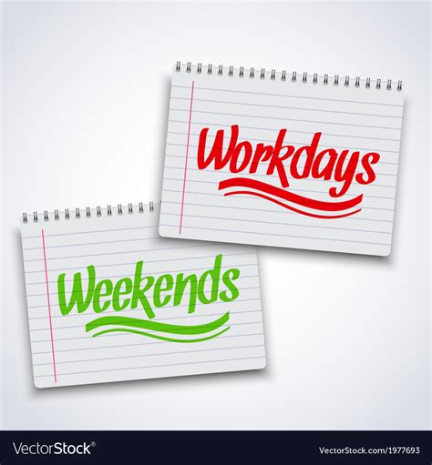 Realistic Spiral Weekends Workdays Notebook Vector Image