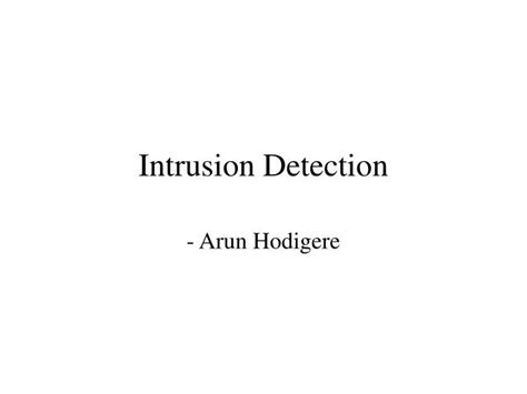 Ppt Intrusion Detection Powerpoint Presentation Free Download Id