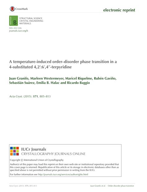 Pdf A Temperature Induced Orderdisorder Phase Transition In A 4 Substituted 42′6′4