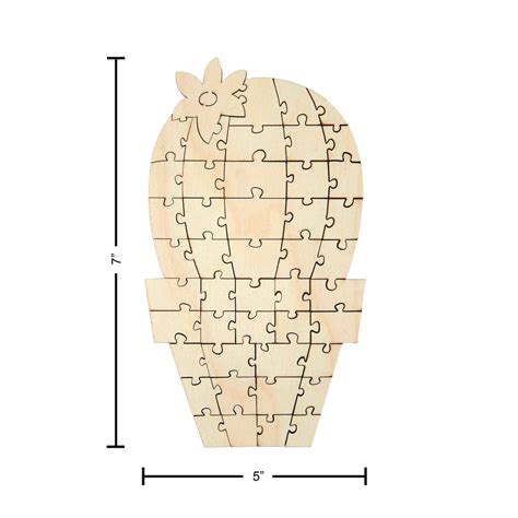 Leisure Arts Wood Puzzle Small Cactus 46 Pieces 394x 688 Blank