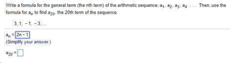 Solved Write A Formula For The General Term The Nth Term