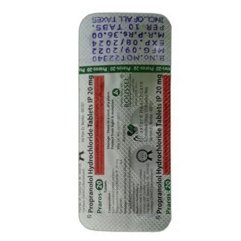 Propranolol Hydrochloride Tablets Ip 20mg At ₹ 7 25 Strip Propranolol Hydrochloride Tablet In