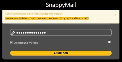 Snappy Login Server Nachricht Cant Connect To Host Tcp Localhost