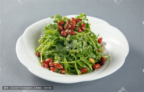 花生拌茼蒿 中国菜系 食品餐饮 摄影 汇图网www huitu