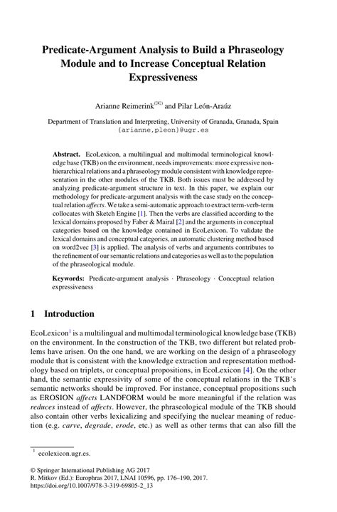 Pdf Predicate Argument Analysis To Build A Phraseology Module And To