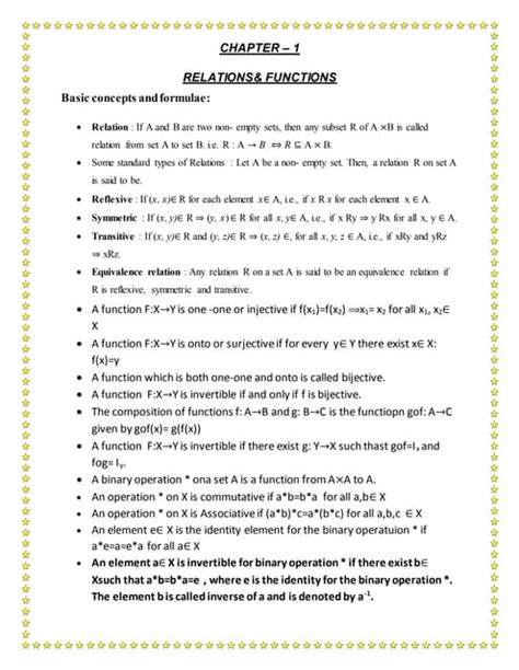 Relation And Function Of Class 12th Pdf