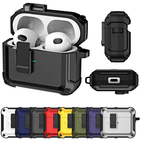 Airpods 3 Tpu Pc용 무선 블루투스 이어폰 보호 케이스스위치 잠금 장치 및 후크 포함검은색