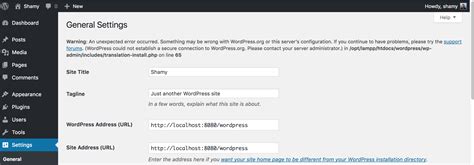 Wordpress Settings General Site Language Option Disappear Mac Os Stack Overflow