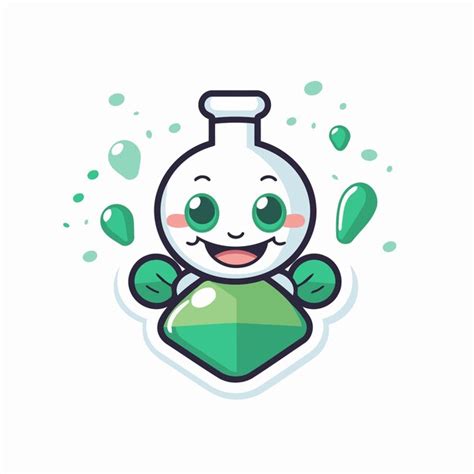 Premium Vector Cute Cartoon Laboratory Glass Flask With Green Potion Vector Illustration