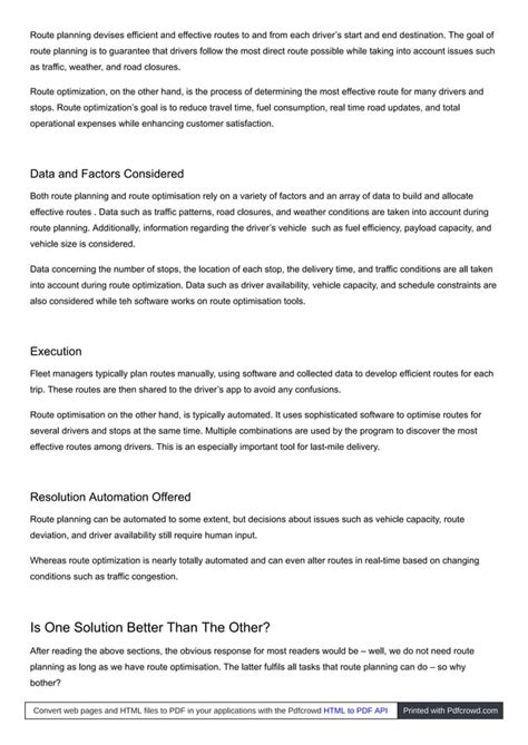 How Are Route Planning And Route Optimisation Not The Samepdf
