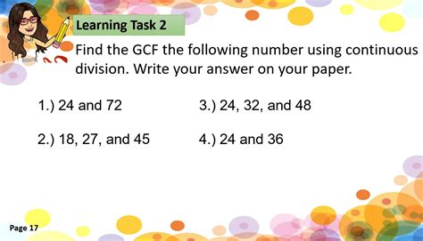 solved learning task 2 find the gcf the following number using