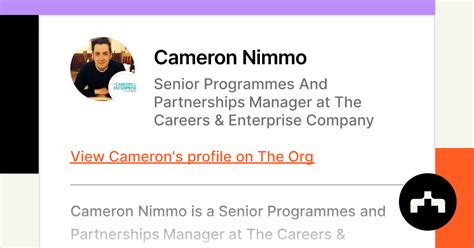 Cameron Nimmo Senior Programmes And Partnerships Manager At The