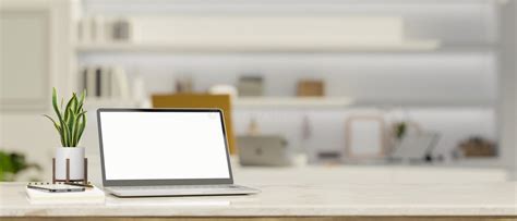 Workspace Tabletop With Notebook Laptop Mockup And Copy Space Over