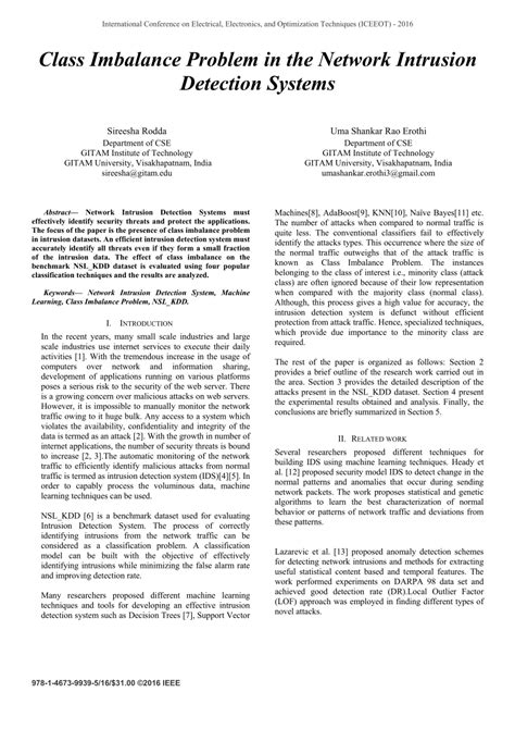 Pdf Class Imbalance Problem In The Network Intrusion Detection Systems